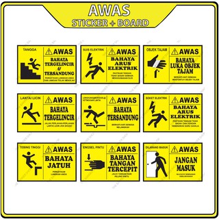 AWAS Sticker Board, Sign Keselamatan, untuk Contruction Site, Sekolah ...