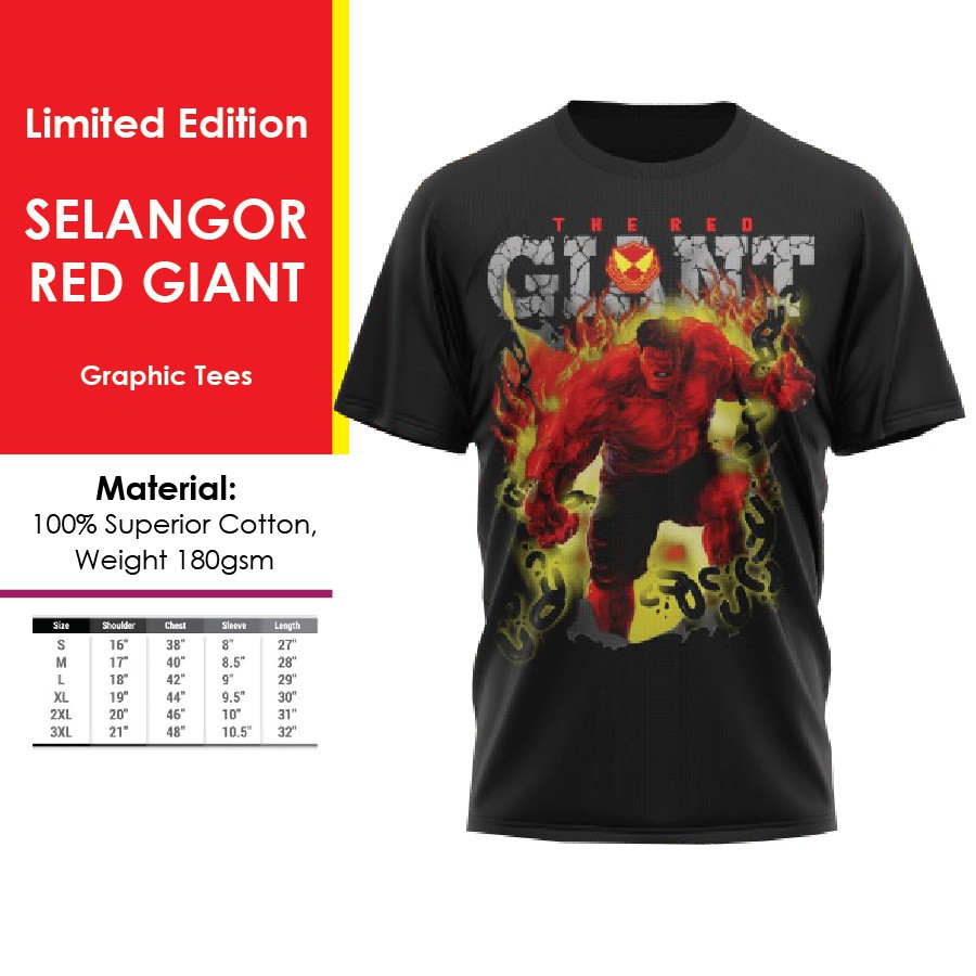 Graphic Tees SELANGOR THE RED GIANT Limited Edition in Black | Shopee ...