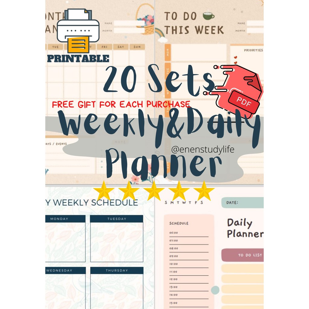 【Weekly Planner】Printable Cute Aesthetic Planner|High quality Study ...