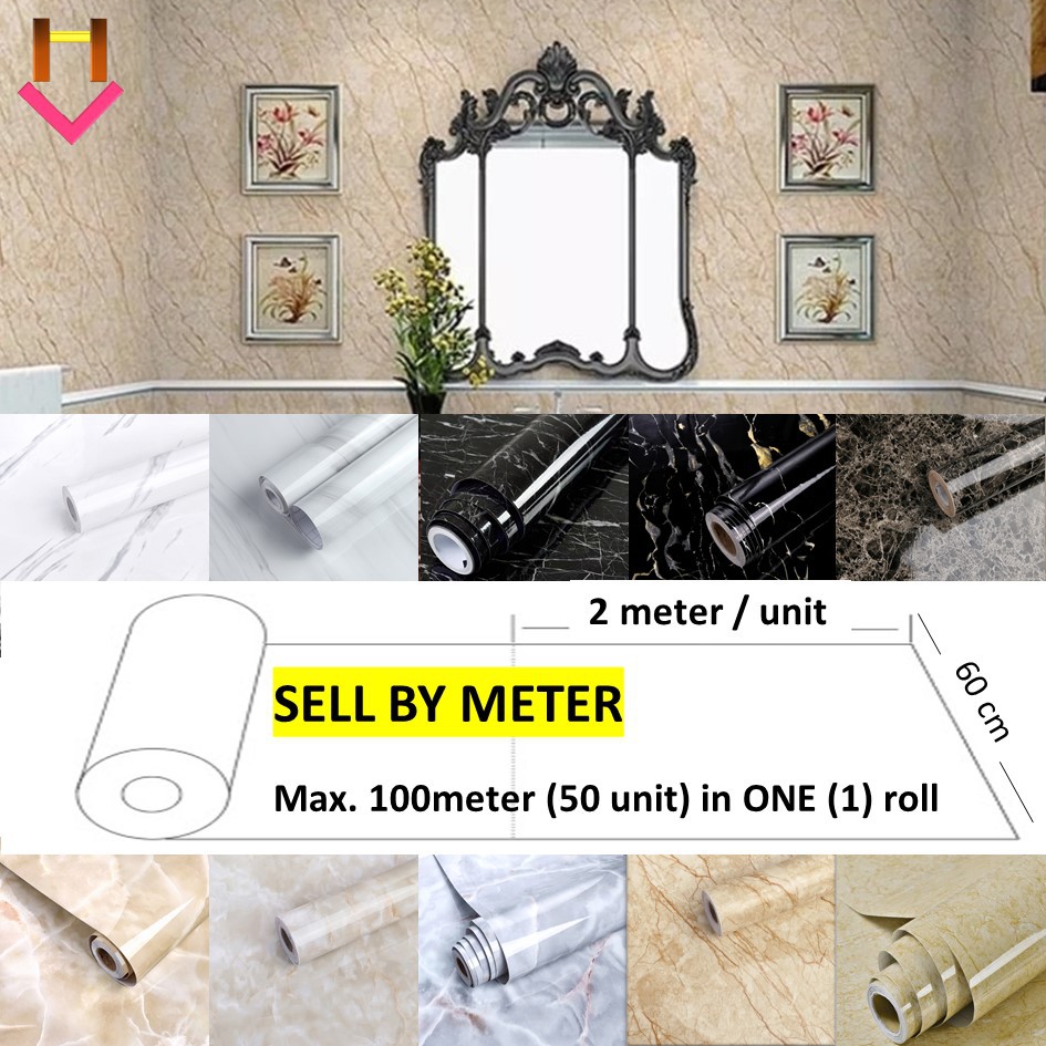 60cm x min. 2 meter Marble Wall paper Sticker Gandaan 2 meter / Kertas ...
