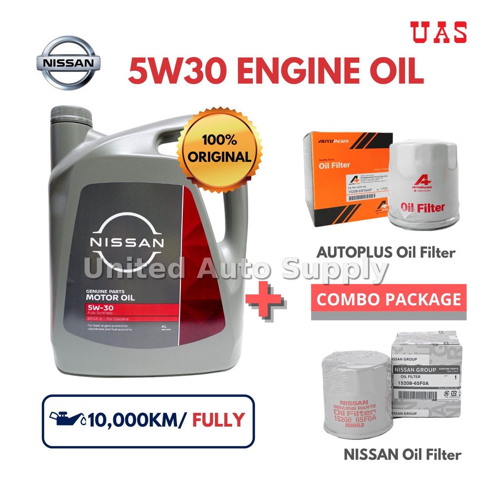 NISSAN 5W30 Fully Synthetic Engine Oil With Oil Filter COMBO 4 Litre ...