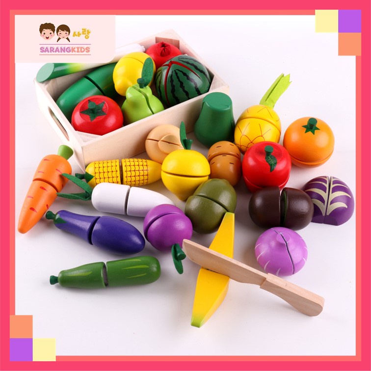 Kids Wooden Velcro Cutting Fruits and Vegetables Kitchen Toys Play Set (NOT MAGNETIC) | Shopee ...