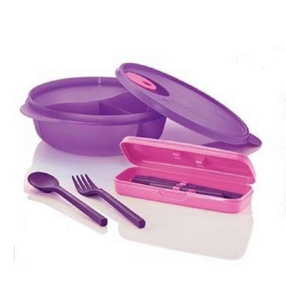 Tupperware Crystalwave Divided Dish & Cutlery Set | Shopee Malaysia