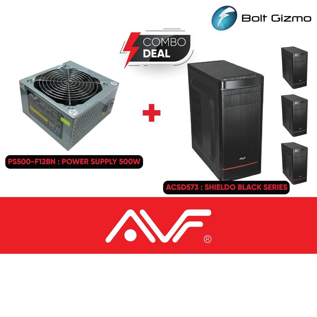 AVF SHIELDO BLACK SERIES ACSD573 CHASSIS WITH 500w POWER SUPPLY DESKTOP ...