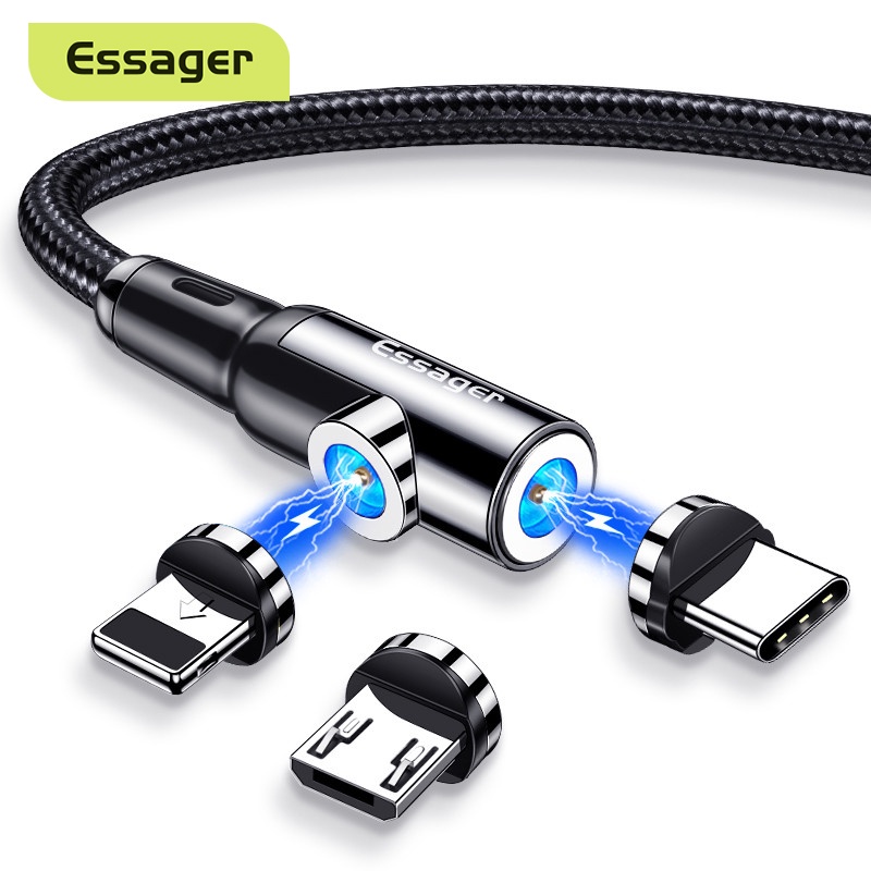Essager Magnetic Micro USB Type-C Cable for iP Samsung Quick Charge ...