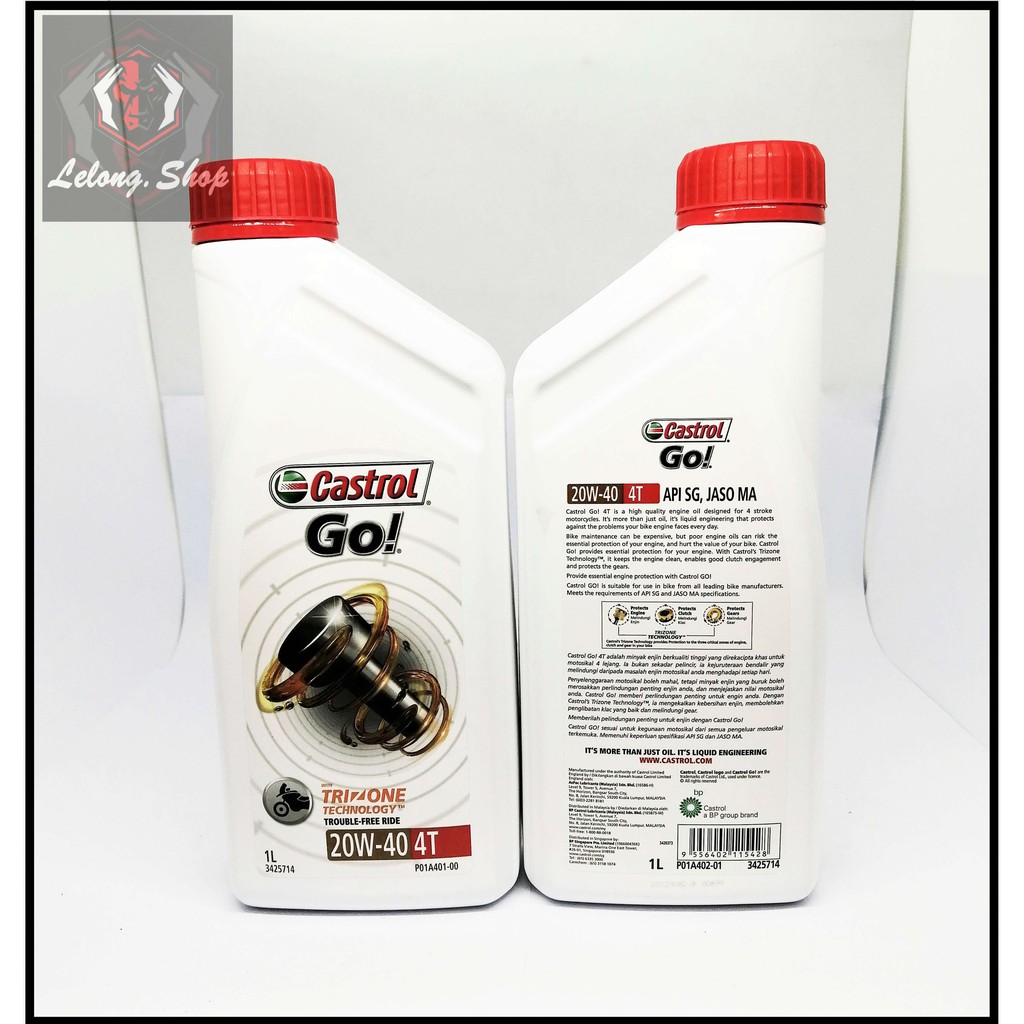 Castrol GO Engine Oil 4T 20W40 1Litre Original Motorcycle (Minyak Hitam ...