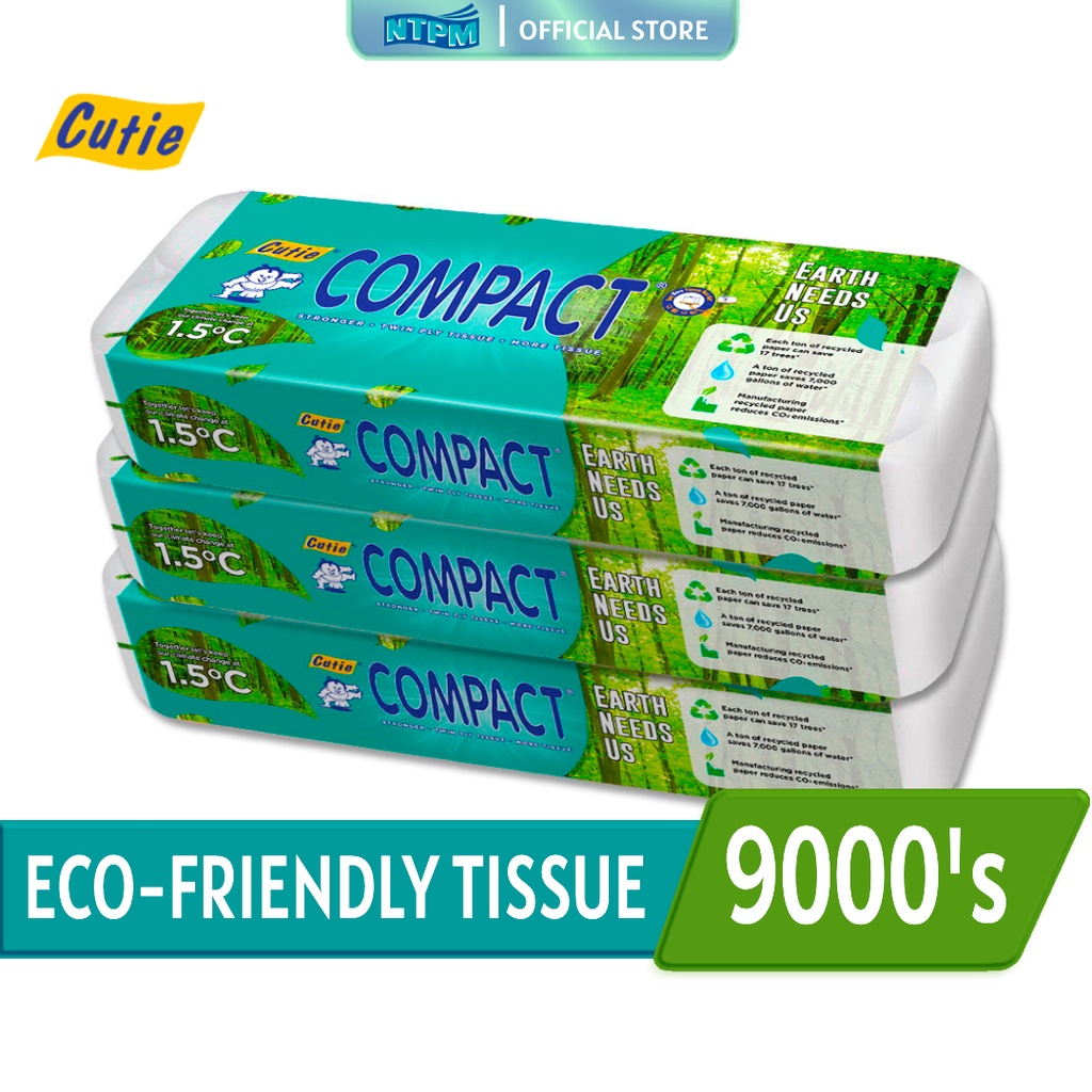 Cutie Compact Eco-Friendly Toilet Rolls 10Rolls (Green)x 3pkts ( 3IN1 ) | Shopee Malaysia