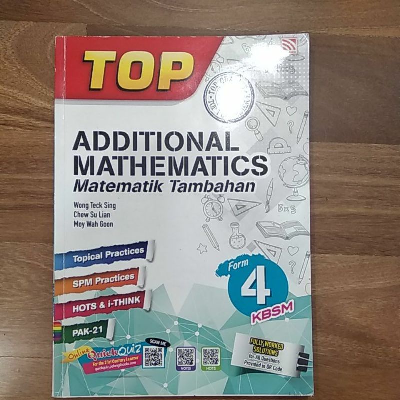 [PELANGI TOP]SPM Additional Mathematics Form 4 (Second hand) | Shopee ...