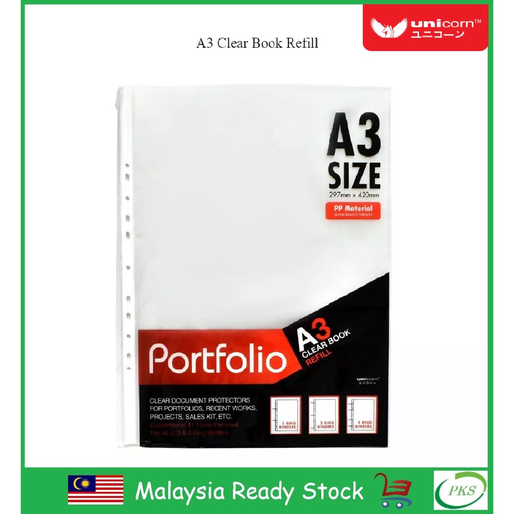 Unicorn A3 Portfolio Clear Holder Refill (UPR-A3-10'S) | Shopee Malaysia