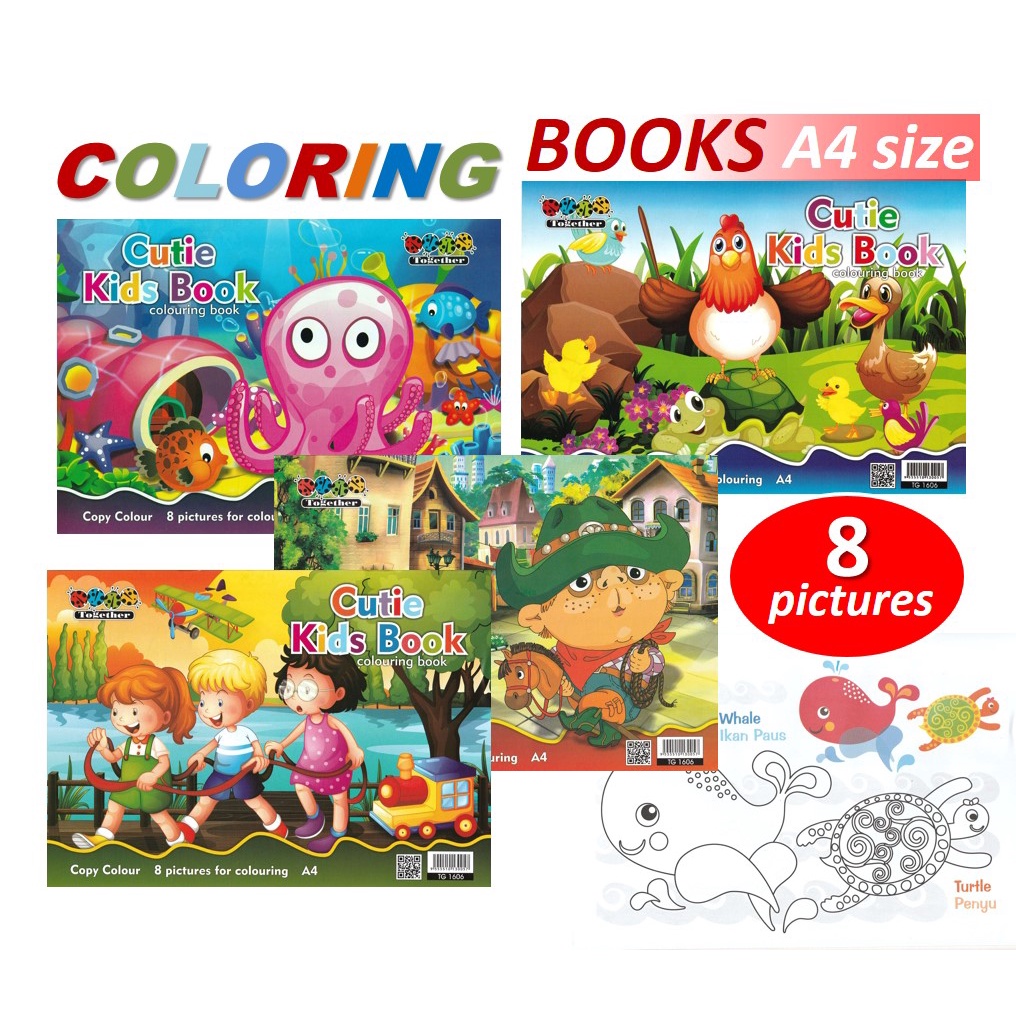 SBS Colouring Book Coloring Book A4 Size 8 Pictures | Shopee Malaysia