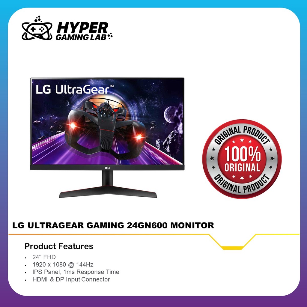 Lg 24" 24gn600 ultragear freesync fhd ips 1ms 144hz hdr gaming monitor ...