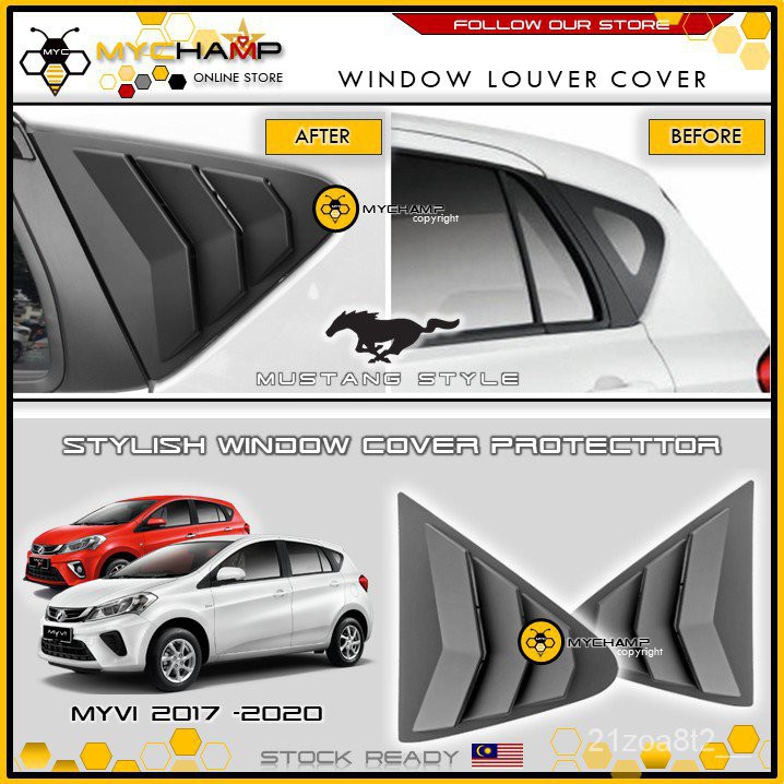Perodua Myvi 2018 Mustang 3D Side Louver Rear Triangle Window Cover ...