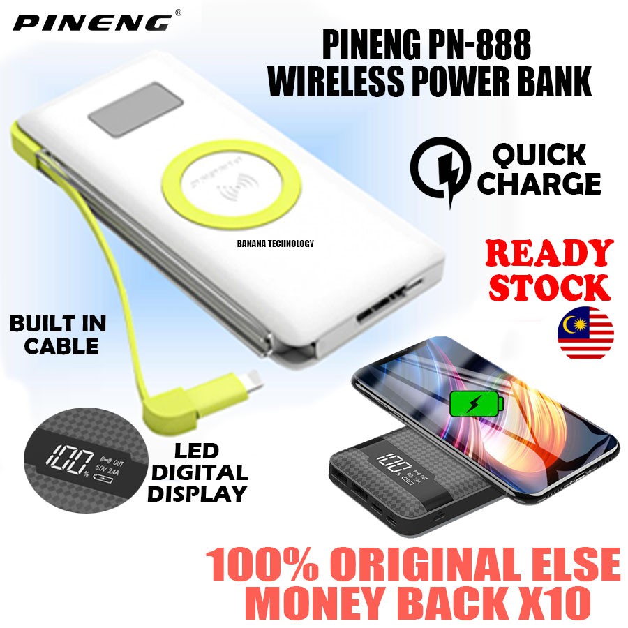 Pineng Powerbank PN-888 Wireless Quick Charge 10000Mah Original Power ...