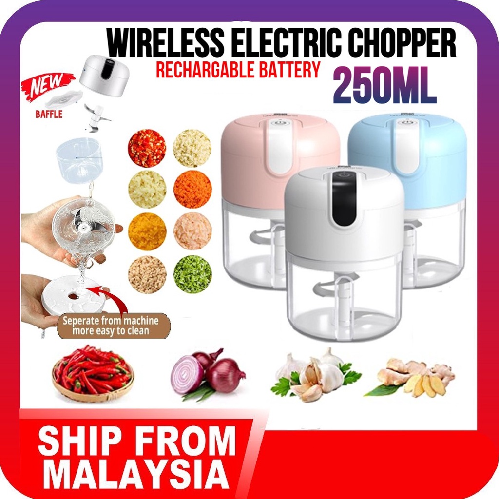 ~Ship From KL~ 250ML Mini Blender Garlic Chopper Electric Food Chopper ...