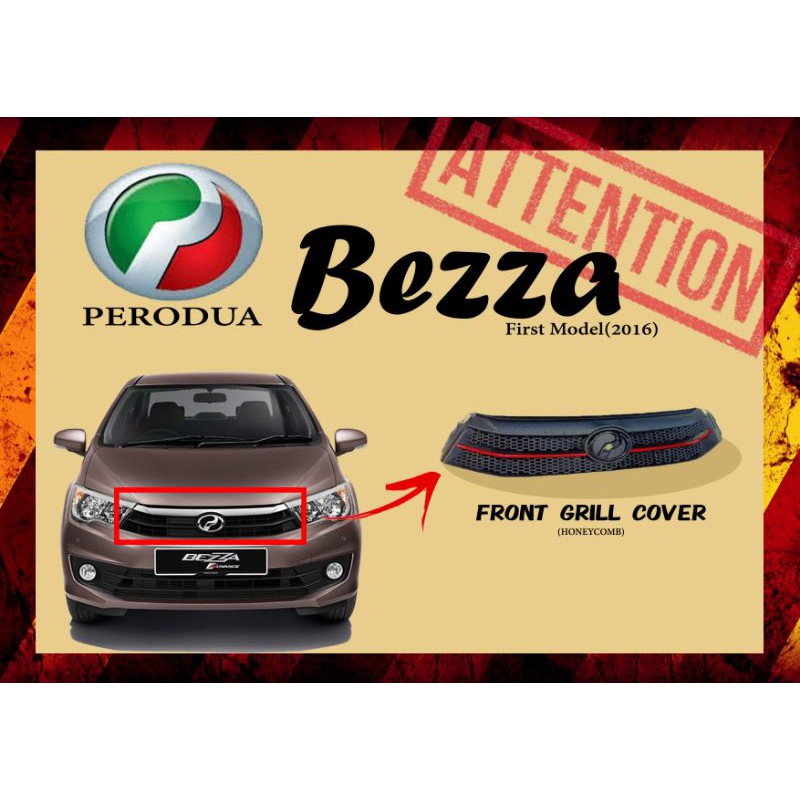PERODUA BEZZA (FIRST MODEL-2016) FRONT GRILL COVER (BLACK) | Shopee ...