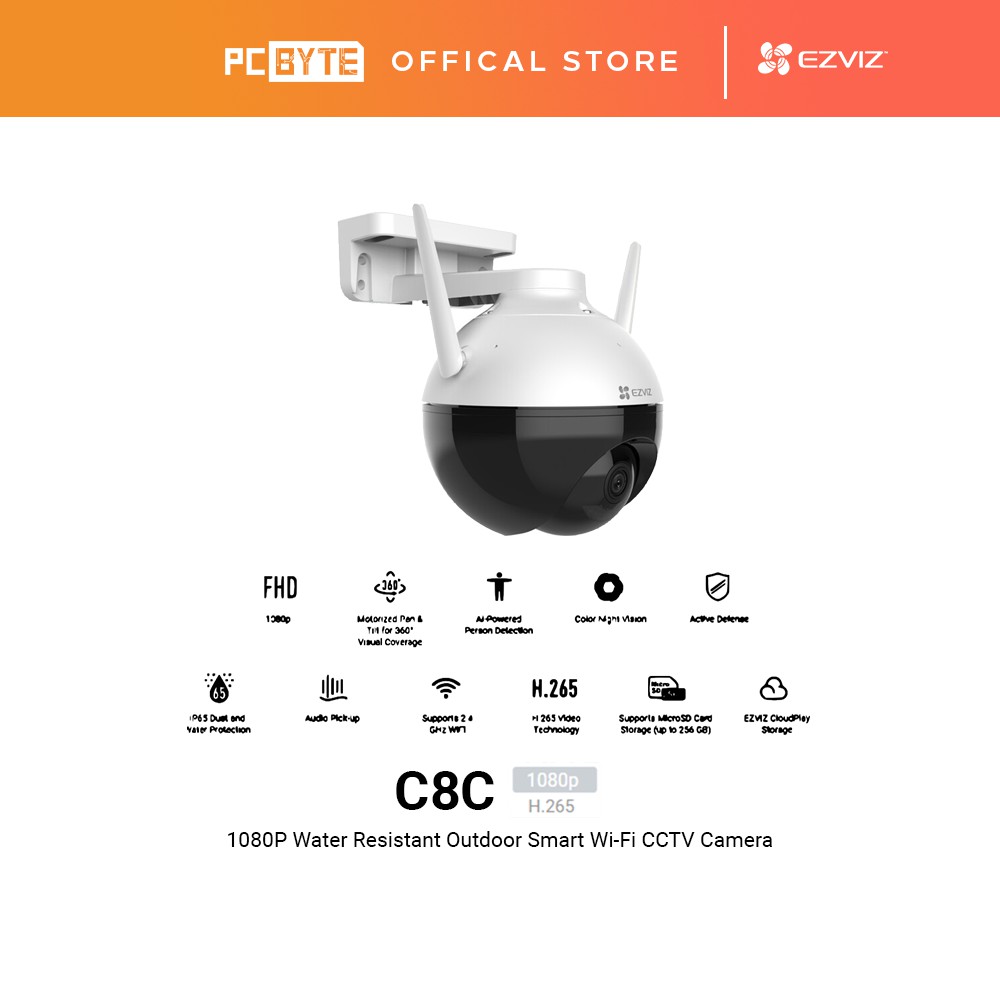 EZVIZ C8C 1080P 4MM (2MP) Outdoor Smart Wi-Fi Pan & Tilt CCTV Camera ...
