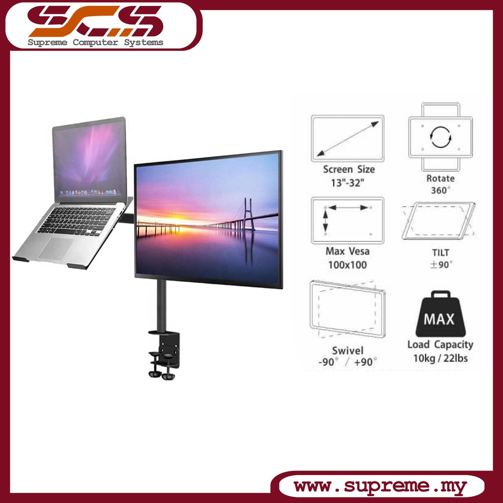 2 In 1 Arm with 13 to 27 inch Monitor Arm / LED Arm and Laptop Arm ...
