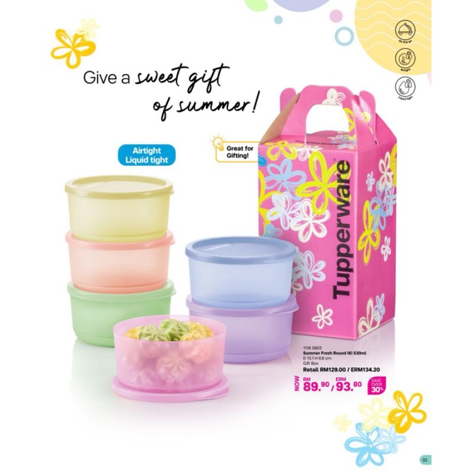 ReadyStock Tupperware Summer Fresh Round Set (6) 530ml | Shopee Malaysia