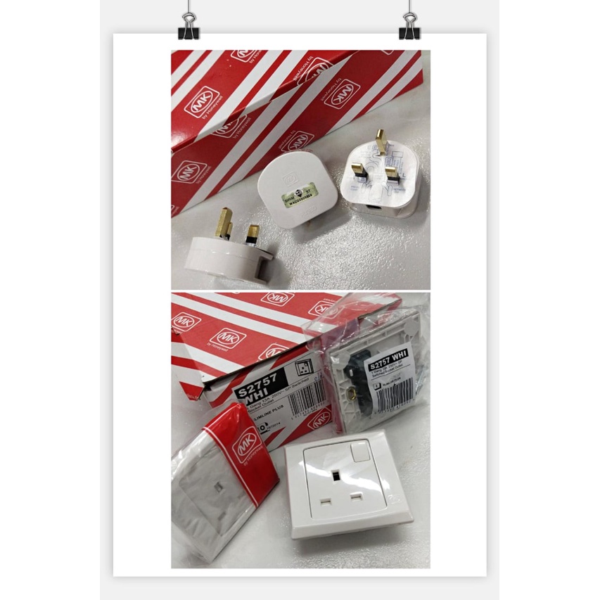 MK SERIES 654 WHI 13A Heavy Duty 3 PIN PLUG TOP OR SOCKET OULET / PVC ...