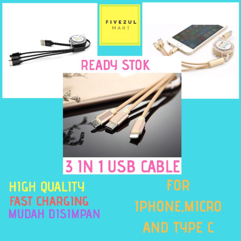 (-3 IN 1 USB CABLE ) | Shopee Malaysia