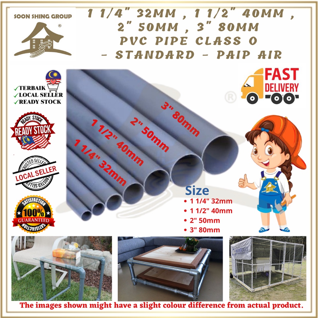 1 1/4" 32MM , 1 1/2" 40MM , 2" 50MM ,3" 80mm PVC PIPE CLASS O - STANDARD - PAIP AIR | Shopee ...