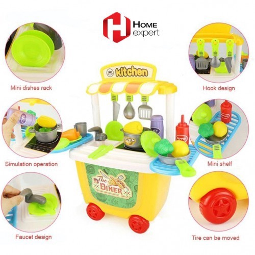 Cooking Kitchen Food Stall Mini Pretend Toy Set- Chef Kitchen Cooking ...
