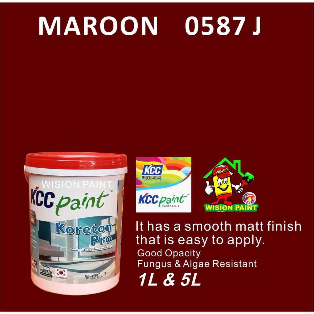 MAROON 0587 J ( 5L ) KCC PAINT INTERIOR KORETON PRO PROFESSIONAL SERIES ...