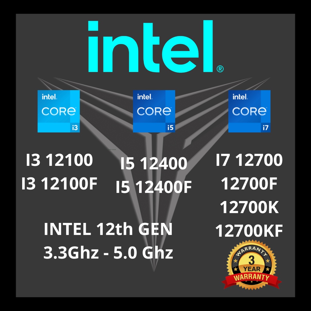 INTEL i3 12100/12100f i5 12400/12400f i7 12700/12700f/12700k/12700kf ...