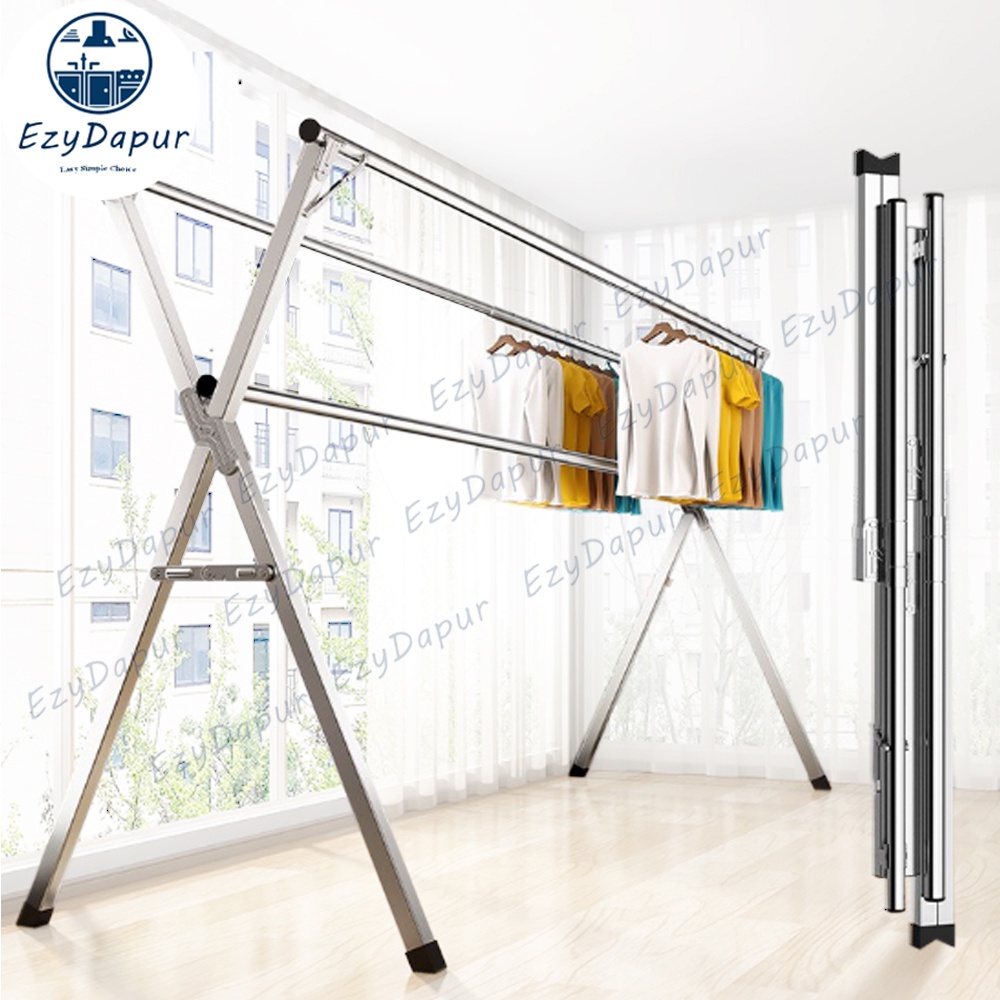 EZYD Foldable Clothe Dryer Rack/Extendable Stainless Steel Telescope 3 ...