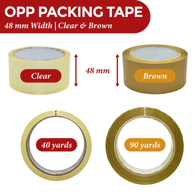 OPP Packing Tape 48 mm x 40 yards // 48 mm x 90 yards Brown ...