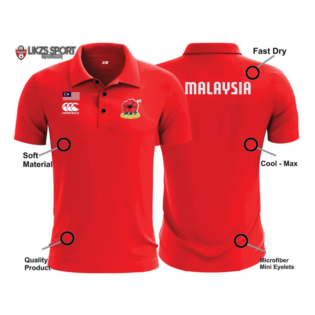 Malaysia Rugby Travel Jersey DX2+ Msia Flag | Rugby Polo | Baju ...