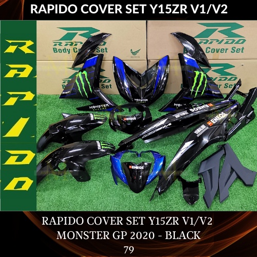 RAPIDO COVER SET Y15ZR V1/V2 MONSTER GP EDITION 2020 BLACK (STICKER ...