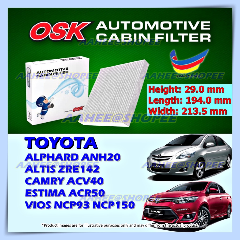 Air Cond Cabin Filter Toyota VIOS NCP93 NCP150 ALTIS ZRE142 ALPHARD ...