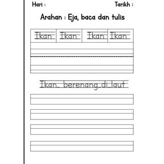 softcopy modul warna dan tulis printable preschool tadika kanak latihan ...