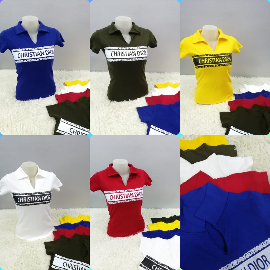 Women's Short Sleeve Collar Print T-shirt/Style Slim Fashion/Summers ...