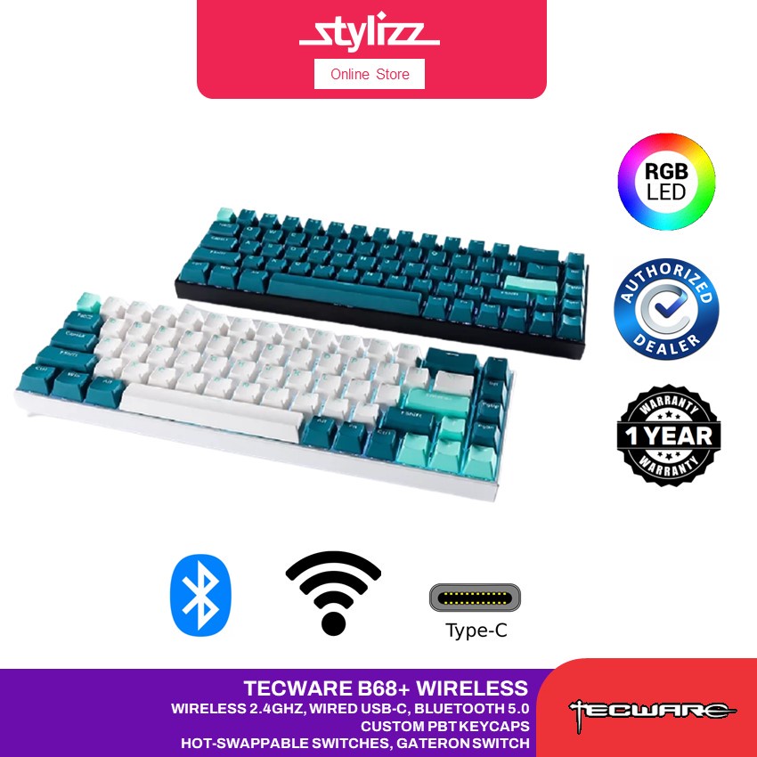 TECWARE B68 PLUS MECHANICAL KEYBOARD - HOT-SWAPPABLE GATERON SWITCH ...