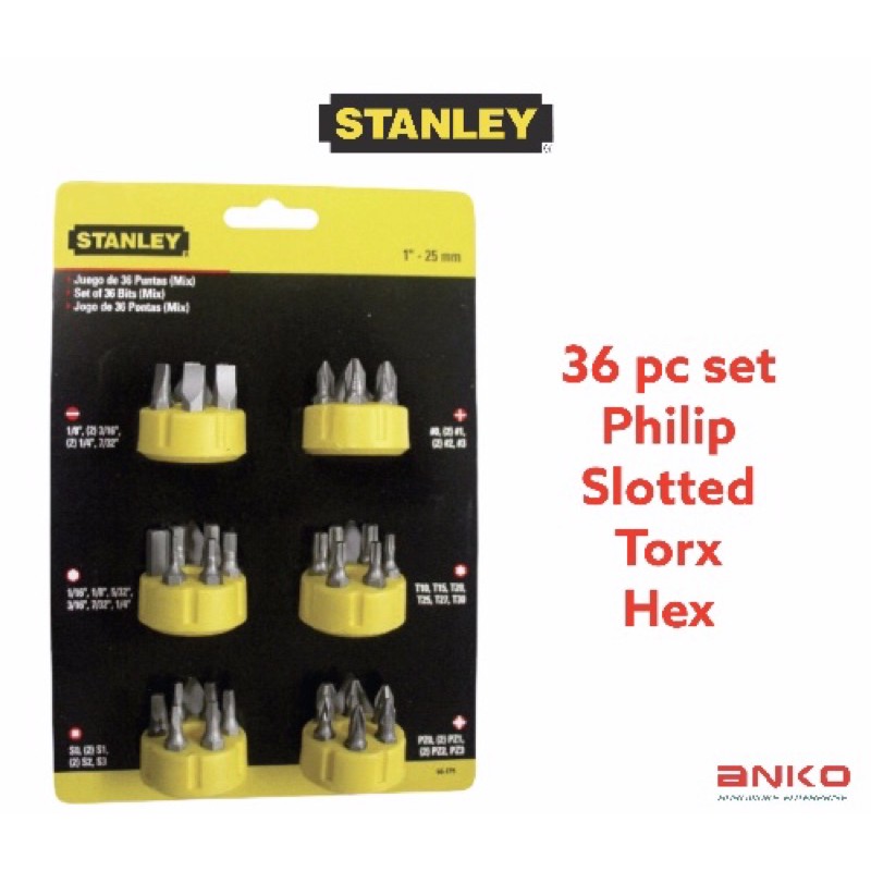 STANLEY SCREDRIVER INSERT BIT SET ( 36 Pc Set ) | Shopee Malaysia
