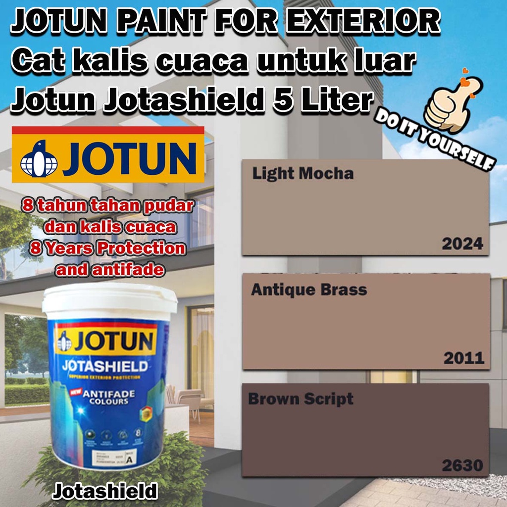 Jotun Jotashield Paint 5 Liter Light Mocha 2024 / Antique Brass 2011 ... Jotun Jotashield Paint 5 Liter Light Mocha 2024 / Antique Brass 2011 ...