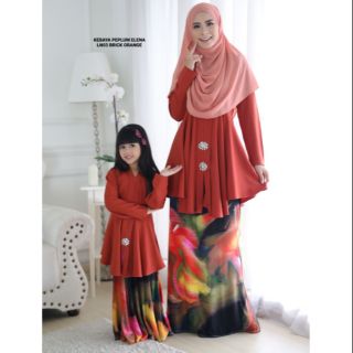 SALE !! Kebaya Peplum Elena Dewasa LN03 Brick Orange | Baju Raya | Less ...