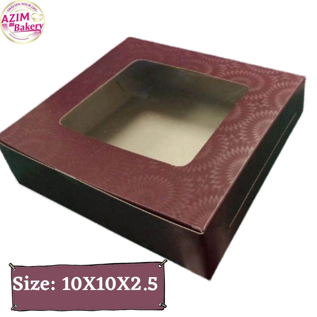 TALAM BOX WINDOW 10X10X2.5 (50PCS) KOTAK KUIH TALAM | KOTAK KUIH ...