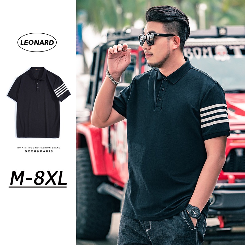 M-8XL High-end Polo t shirt men plus size loose Casual four bars Polo ...