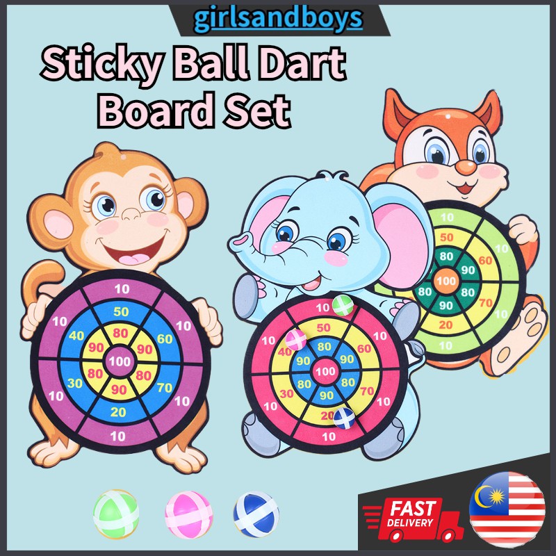 Kid Toys Sticky Ball Dart Board Set Dart Board Fabric Cute Cartoon Free ...