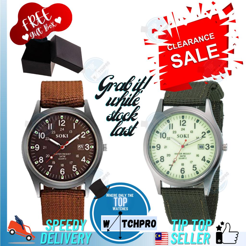 SOKI Men's Sport Outdoor Military Colored Canvas Strap Watch WatchPro ...