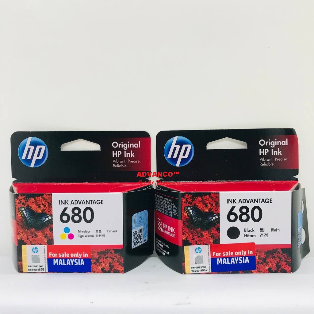 HP 680 Original Ink Advantage Cartridge READY STOCK (BLACK | COLOR ...