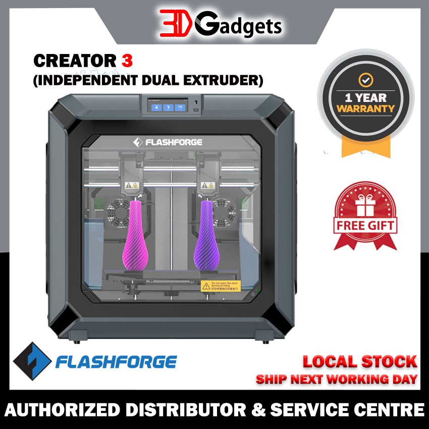 FlashForge Creator 3 3D Printer Independent Dual Extruders | Shopee ...