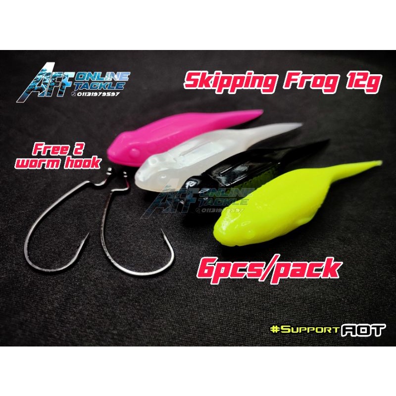 Skipping Frog 6ekor 1 peket 2 mata kail free (Floating) Soft Frog Rubber Skipping/Floating Frog ...