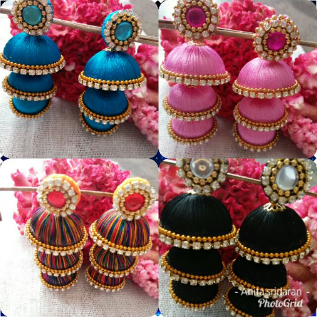 3 LAYER SILK THREAD JHUMKA | Shopee Malaysia
