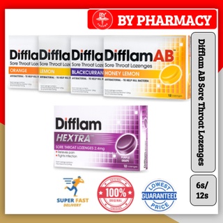 DIFFLAM AB /HEXTRA LOZENGES 6'S OR 12'S (BLACKCURRANT / ORANGE / LEMON ...