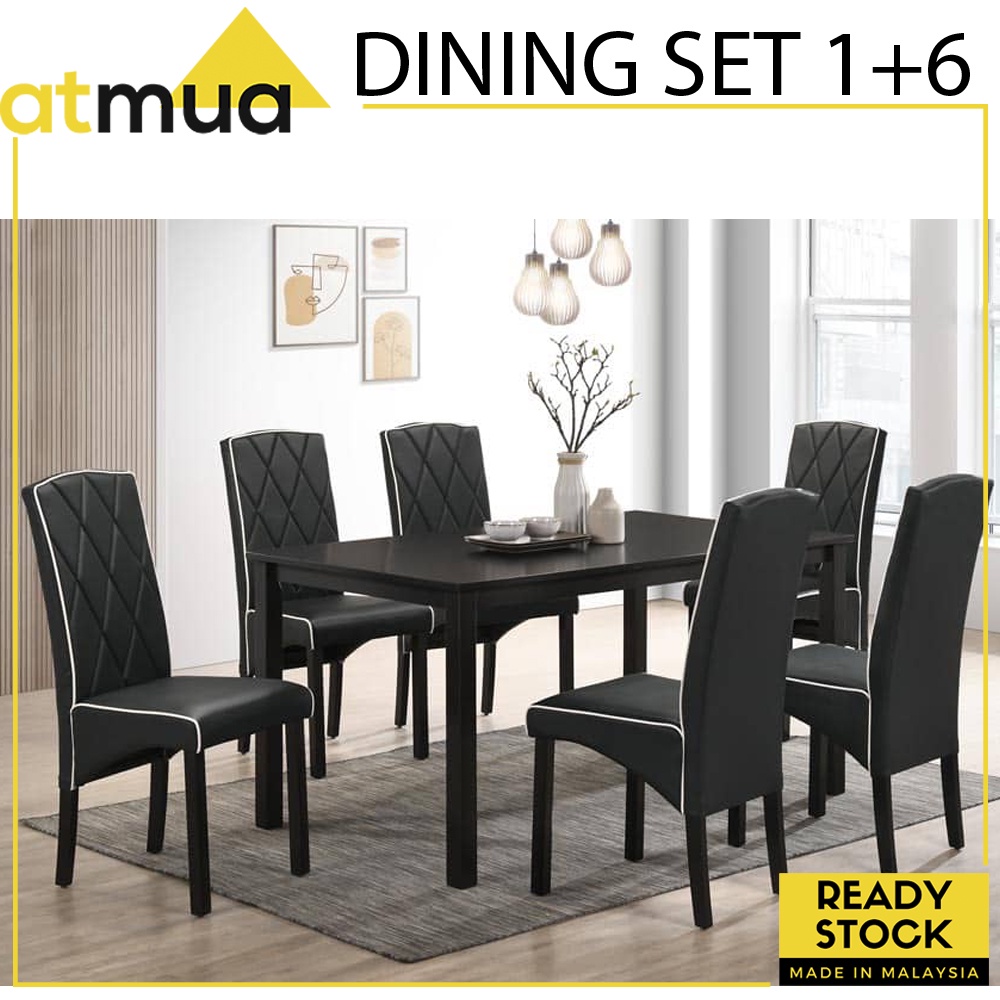 Atmua Furniture Carnival 6 Seater Dining Set Meja Makan 6 Orang Solid ...