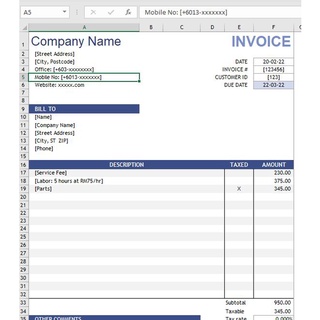 [#01] Microsoft Excel Billing Invoice Template Sample / Contoh Template ...
